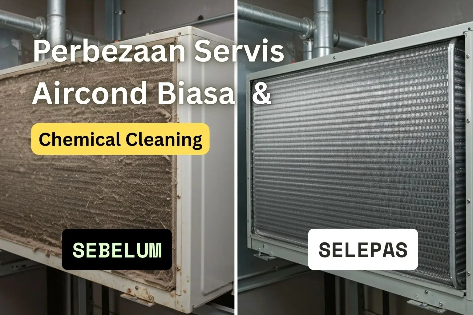 Perbezaan Servis Aircond Biasa & Chemical Cleaning
